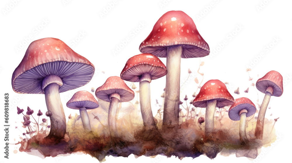 mystical fairy rings of mushrooms isolated on a transparent background ...