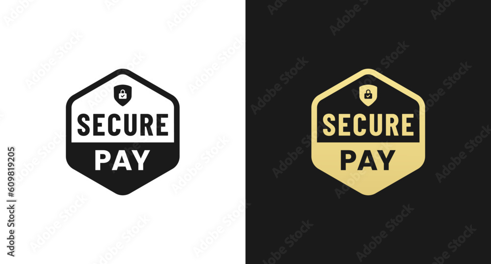 Secure pay label or Secure pay seal vector isolated in Flat Style ...