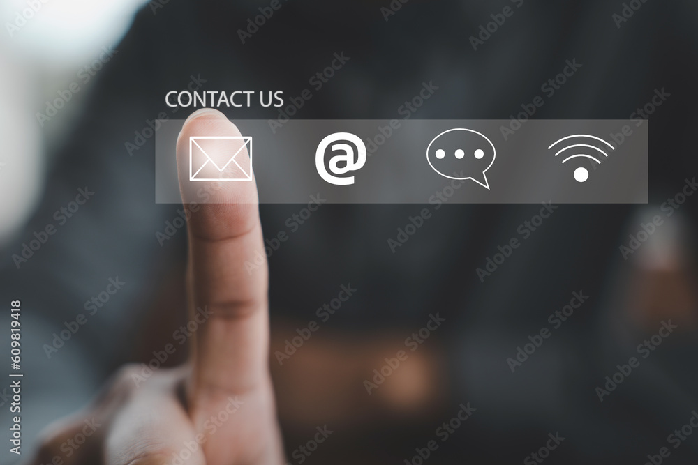 People connect through contact us or customer support hotline. finger ...