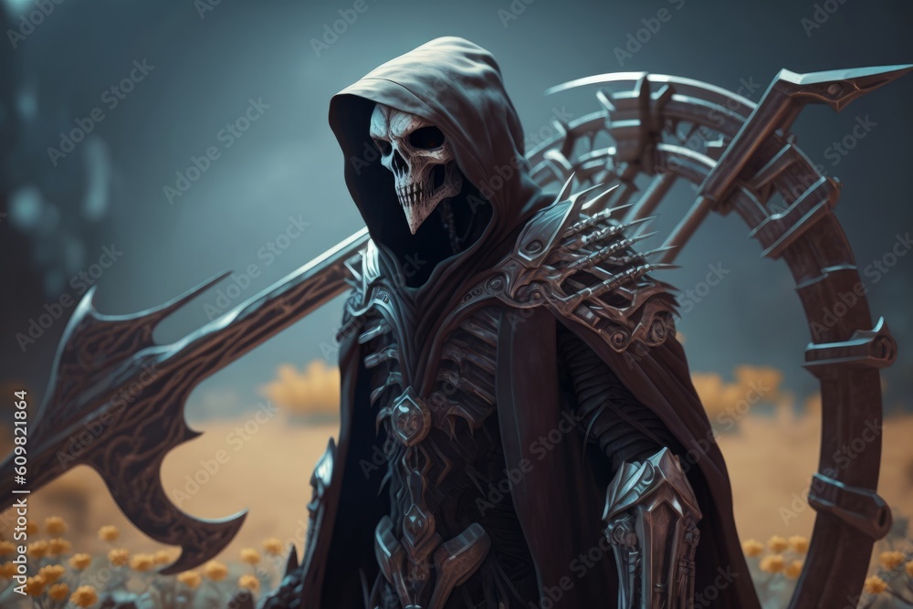 mech grim reaper holding scythe, Generative ai Stock Illustration ...
