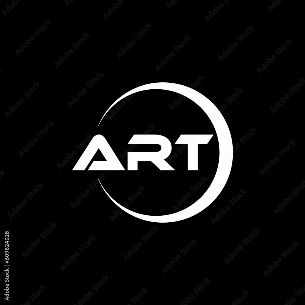 ART letter logo design with black background in illustrator, cube logo ...