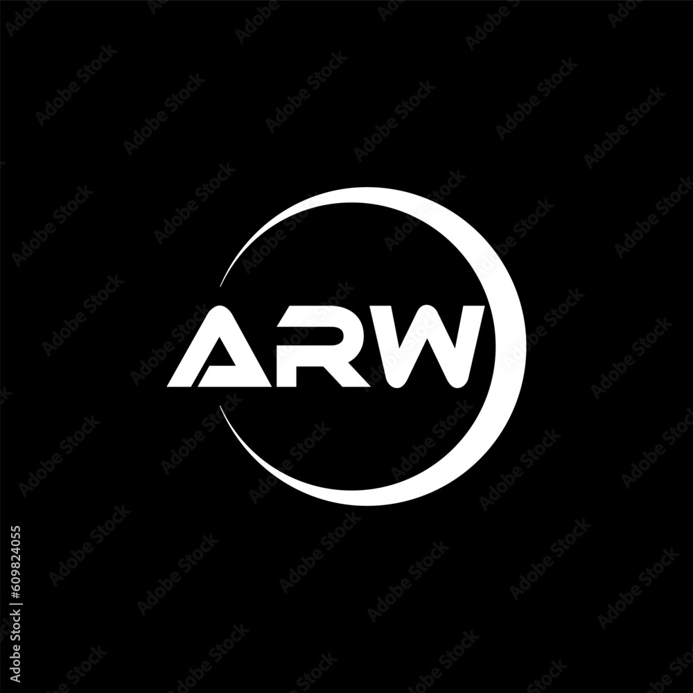 ARW letter logo design with black background in illustrator, cube logo ...