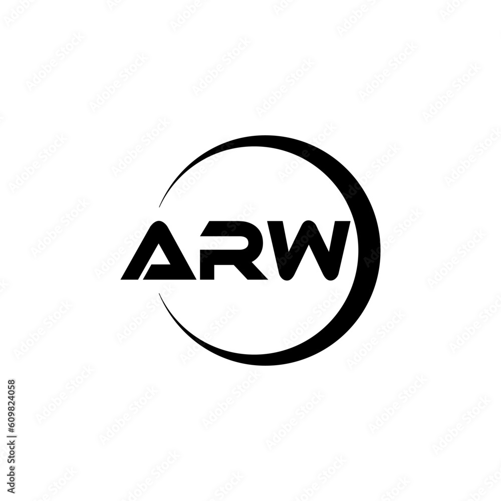 ARW letter logo design with white background in illustrator, cube logo ...
