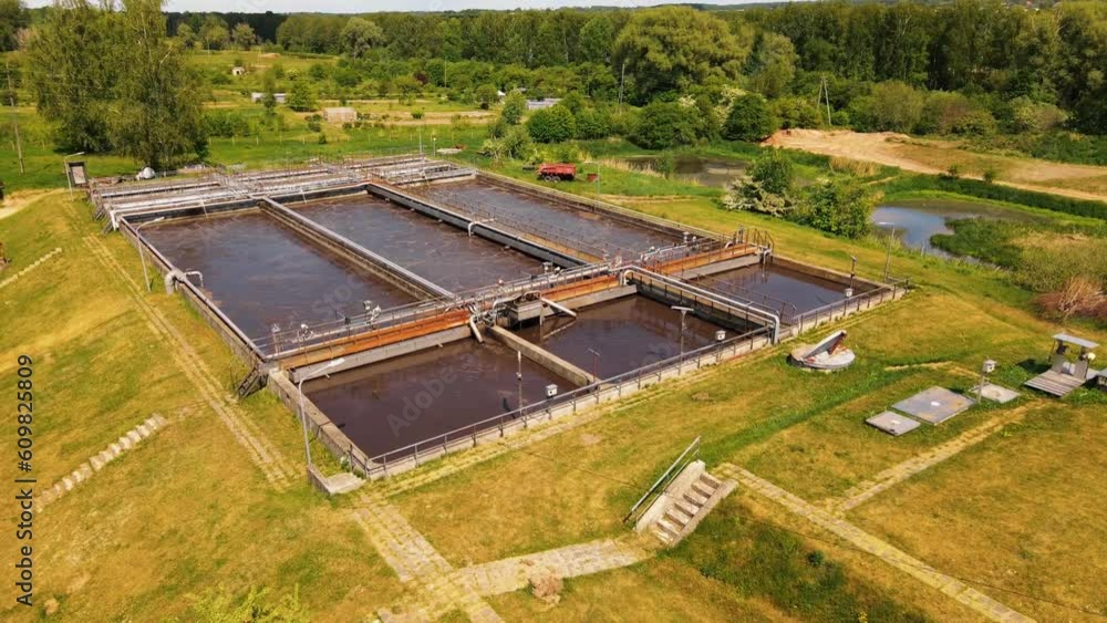 Water pollution in nature. Purification flows into the dirty. Pollution ...