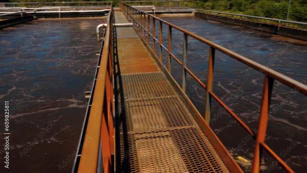 Water pollution in nature. Purification flows into the dirty. Pollution ...