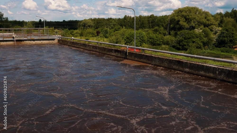 Water pollution in nature. Purification flows into the dirty. Pollution ...