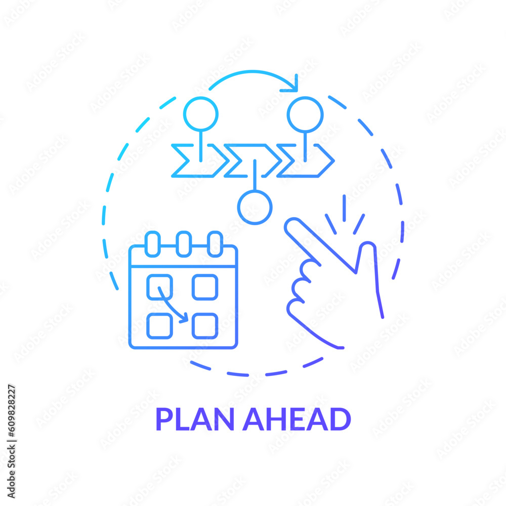Plan ahead blue gradient concept icon. Stress reduction. What next ...