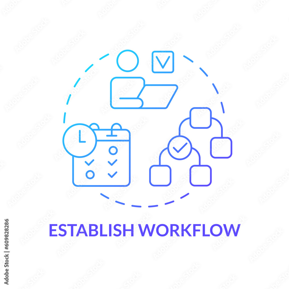 Vetor de Establish workflow blue gradient concept icon. Roles and ... Vetor de Establish workflow blue gradient concept icon. Roles and ...