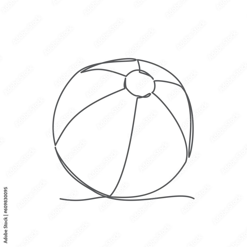 Beach ball One line drawing on white background Stock Vector | Adobe Stock