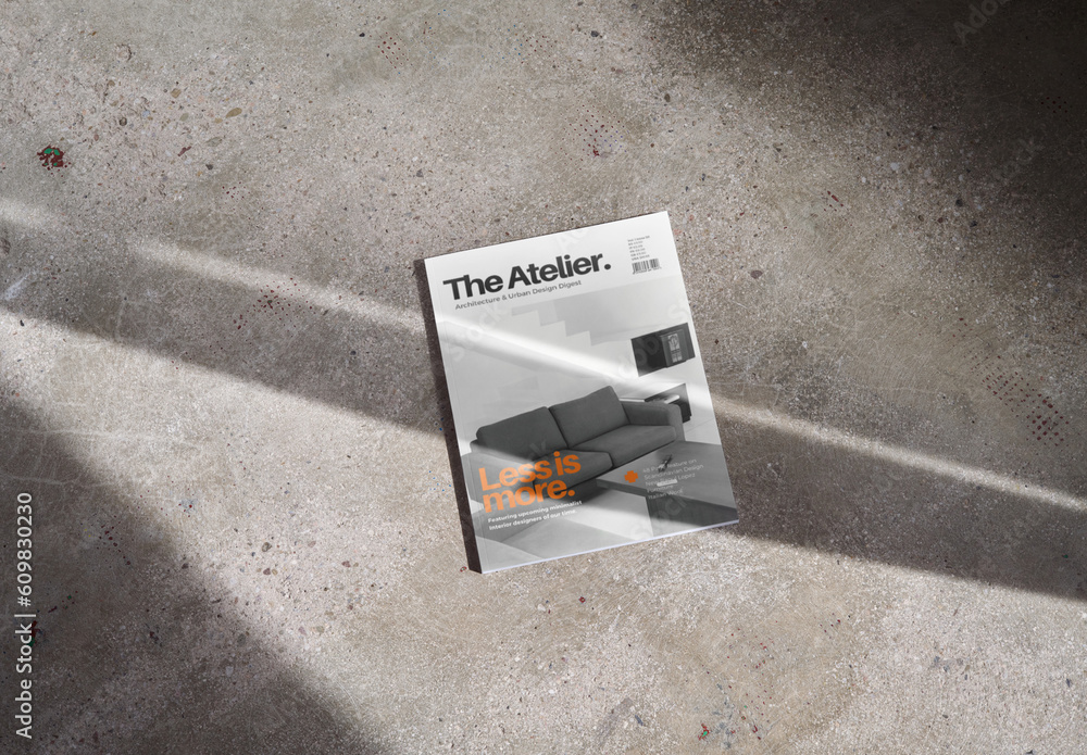 Mockup of closed A4 magazine Stock Template | Adobe Stock