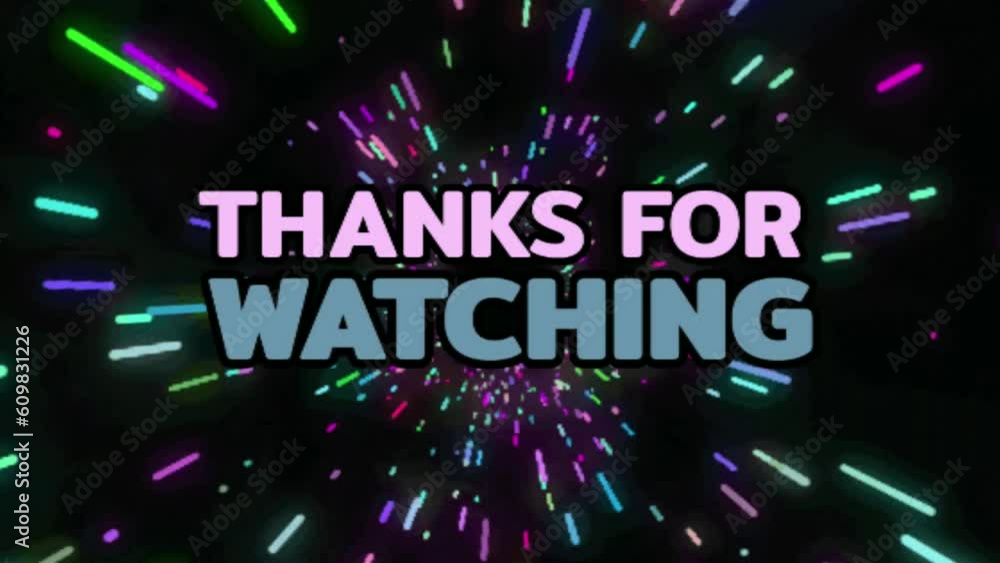 Animated trailer saying thank you for watching, with a cool background ...