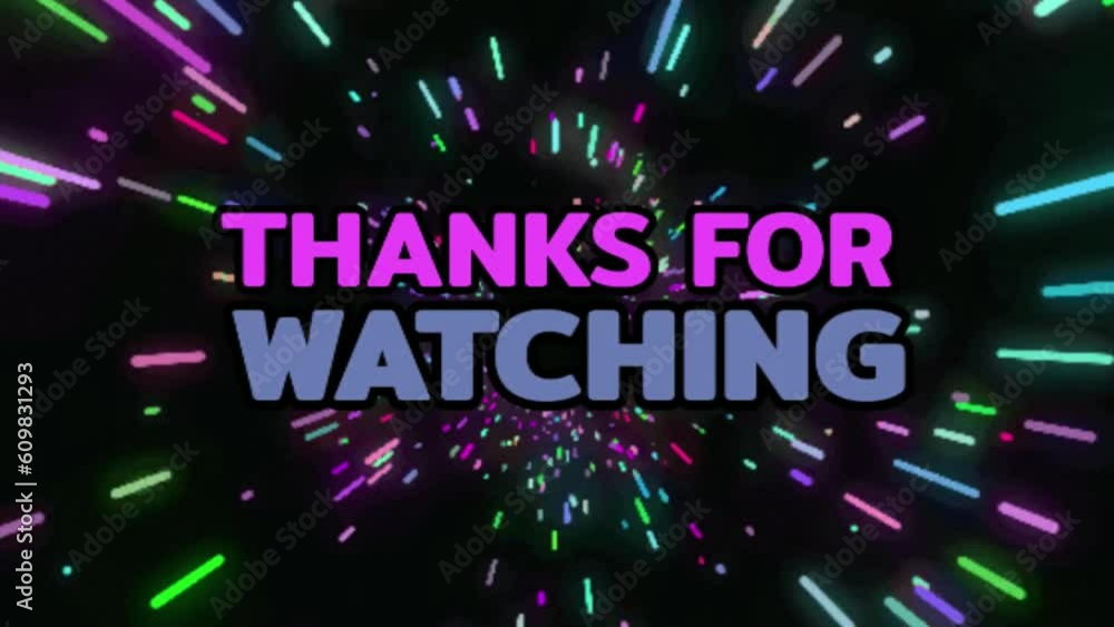 Animated trailer saying thank you for watching, with a cool background ...