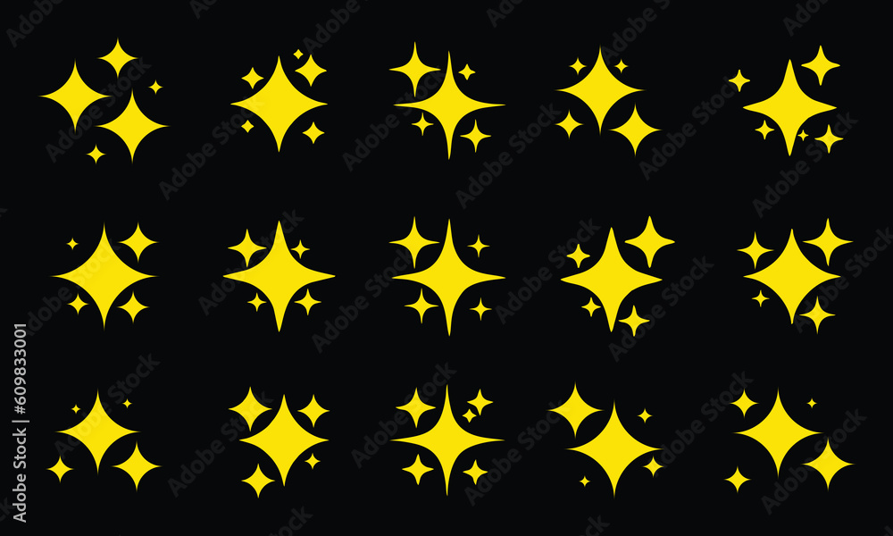Yellow sparkle firework. Twinkling stars. Star sparkle and twinkle. Star burst, flash stars ...