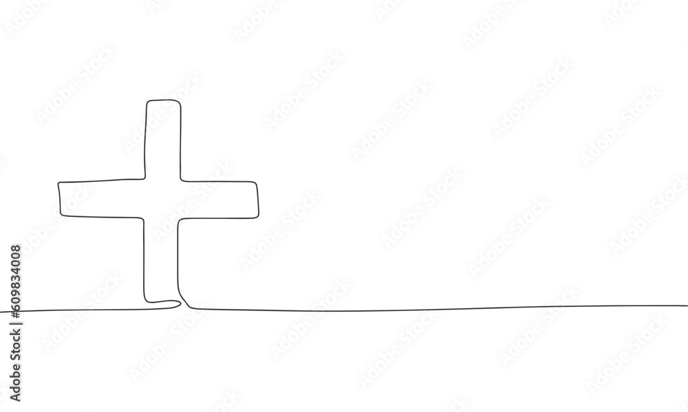 Plus sign. One line continuous hand drawn plus sign. Line art outline ...