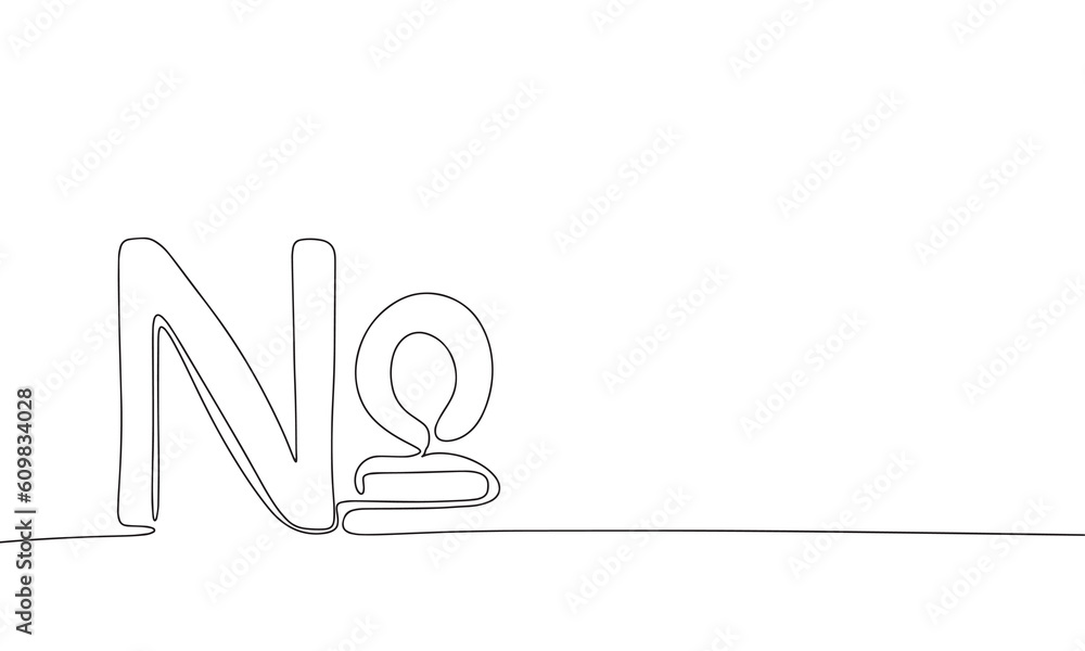 Number sign. One line continuous hand drawn Numero sign. Line art ...