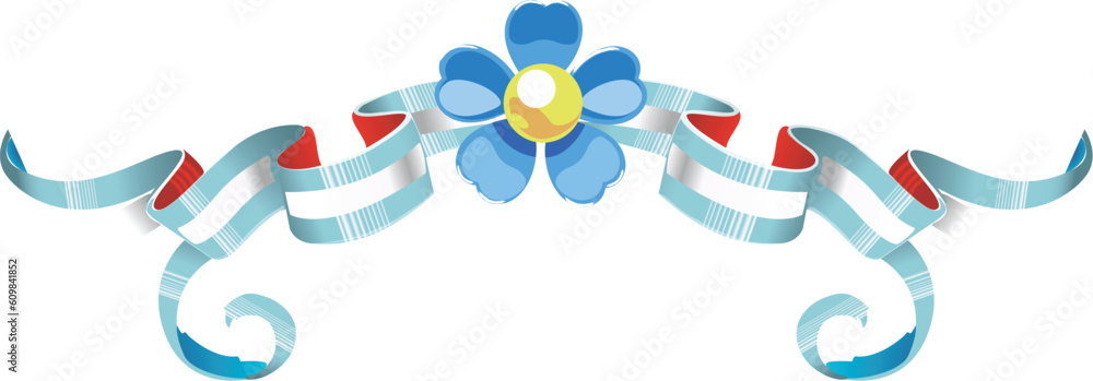Argentinian flag design with blue and yellow flower drawn in the ...