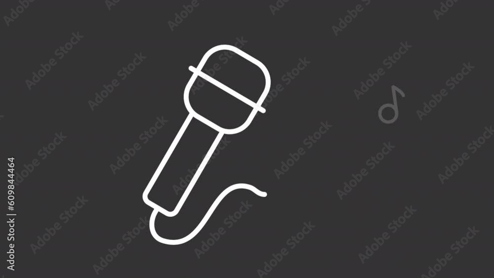 Animated microphone white line icon. Singing sound animation. Musical ...