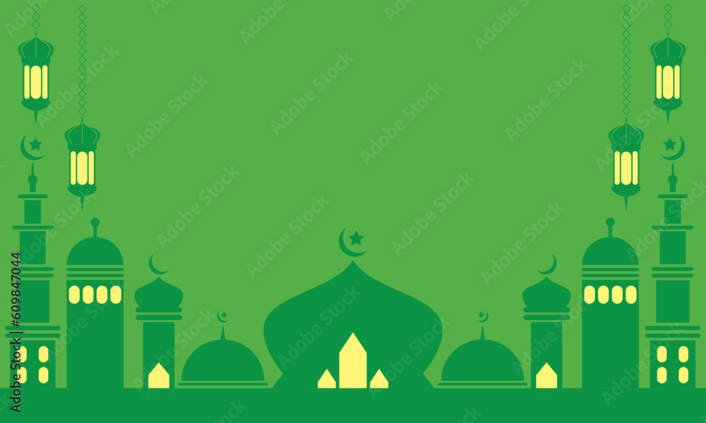 vector design of green background with an Islamic theme with a green ...