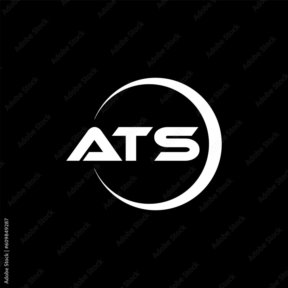 ATS letter logo design with black background in illustrator, cube logo ...