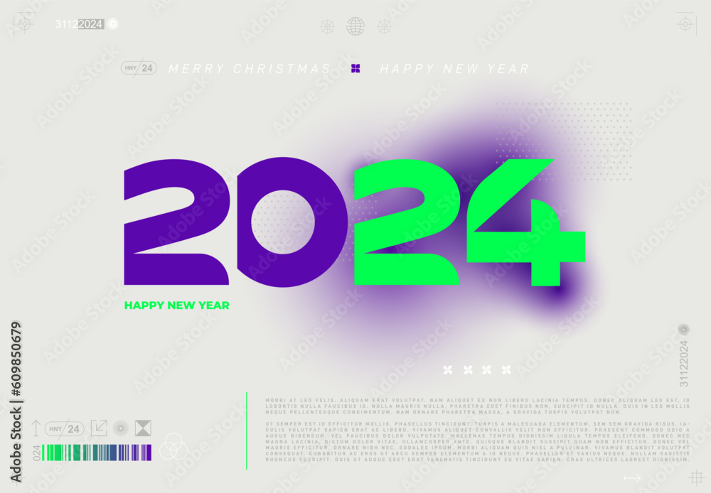 2024 New Year square design with letter logo concept for poster ...