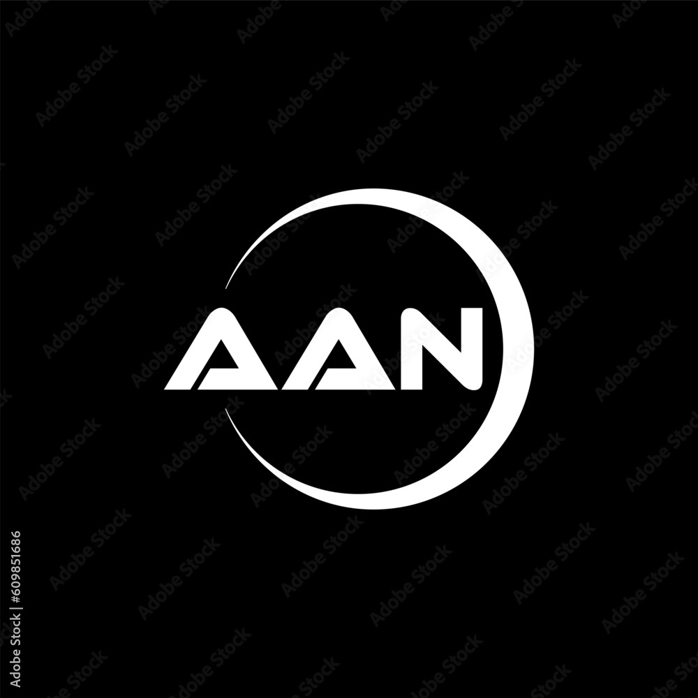 AAN letter logo design with black background in illustrator, cube logo ...