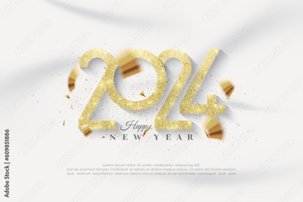 Luxury number 2024 design with luxury shiny gold glitter. With numbers ...