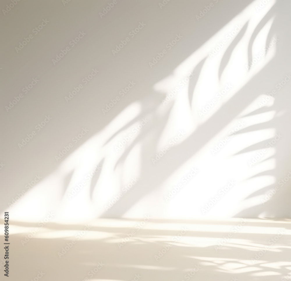 Minimalistic light background with blurred foliage shadow. Stock ...