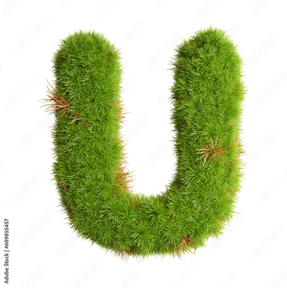 Alphabet 3D design. Capital letter text. Green font isolated white ...