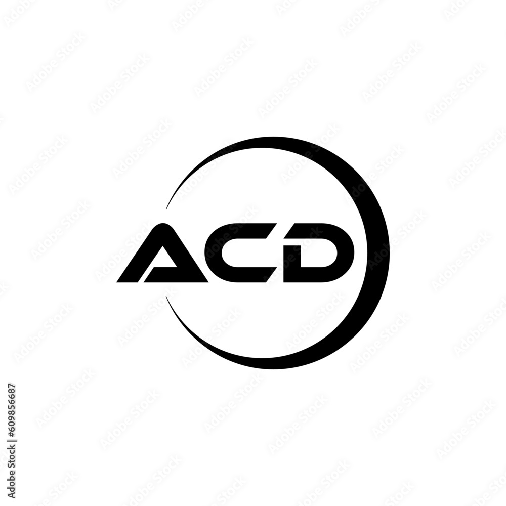 ACD letter logo design with white background in illustrator, cube logo ...