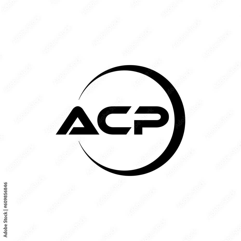 ACP letter logo design with white background in illustrator, cube logo ...