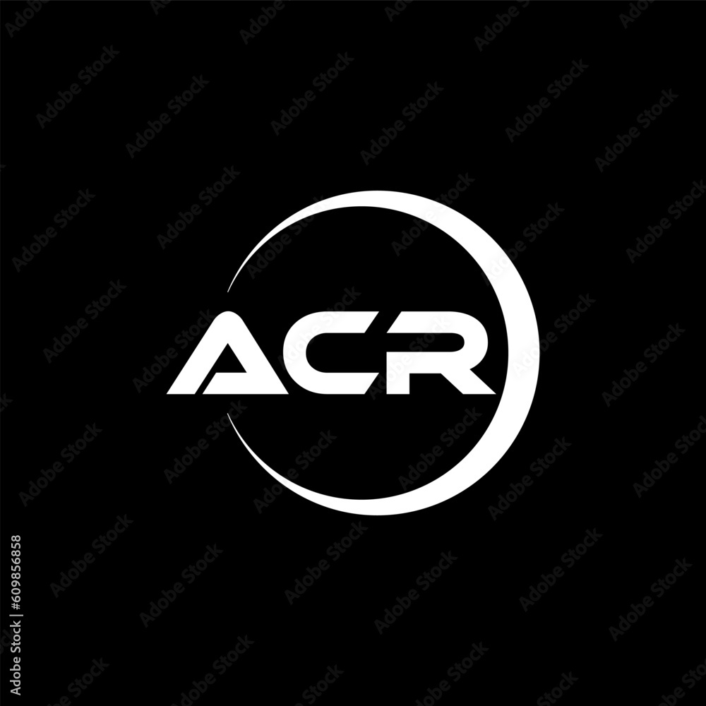 ACR letter logo design with black background in illustrator, cube logo ...