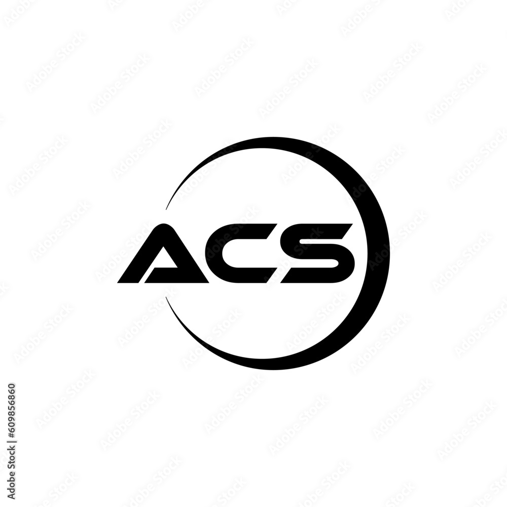 ACS letter logo design with white background in illustrator, cube logo ...