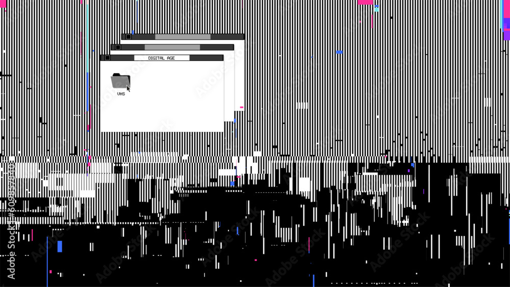 Vintage digital glitch abstract background template design with vintage ...