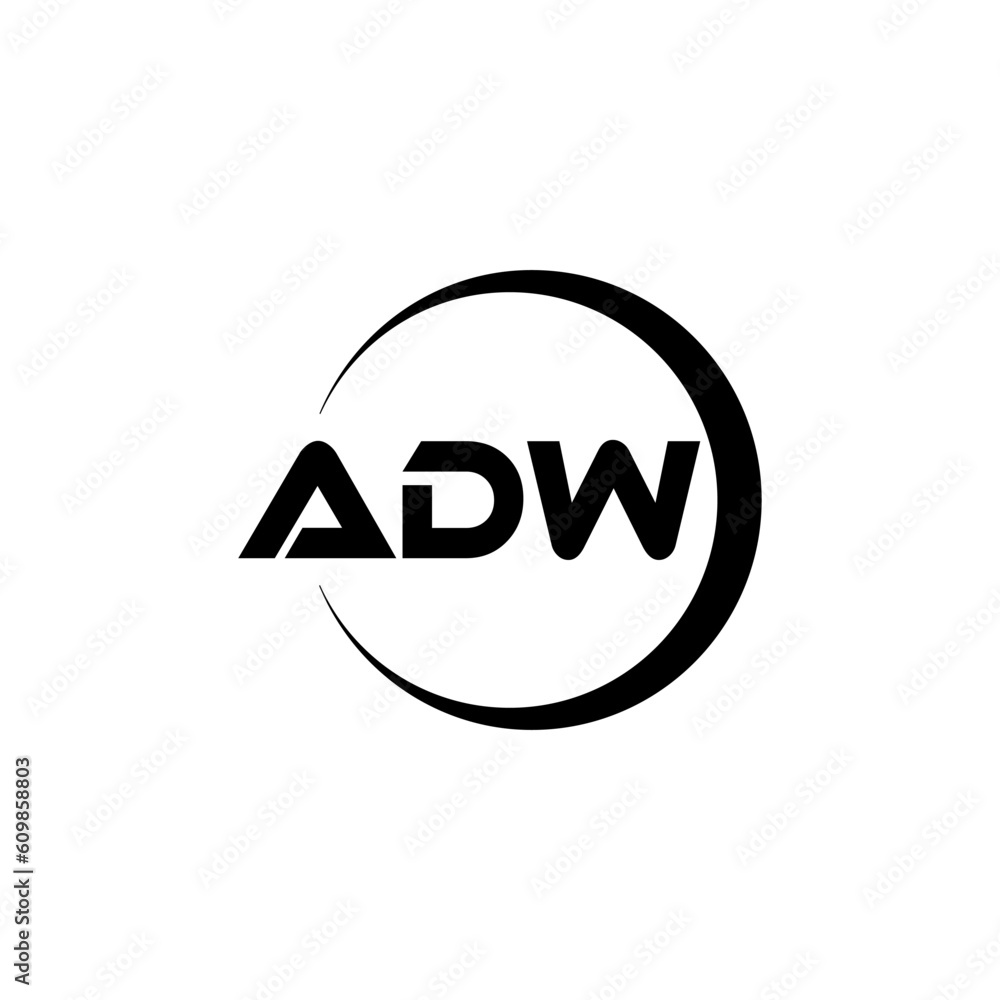 ADW letter logo design with white background in illustrator, cube logo ...