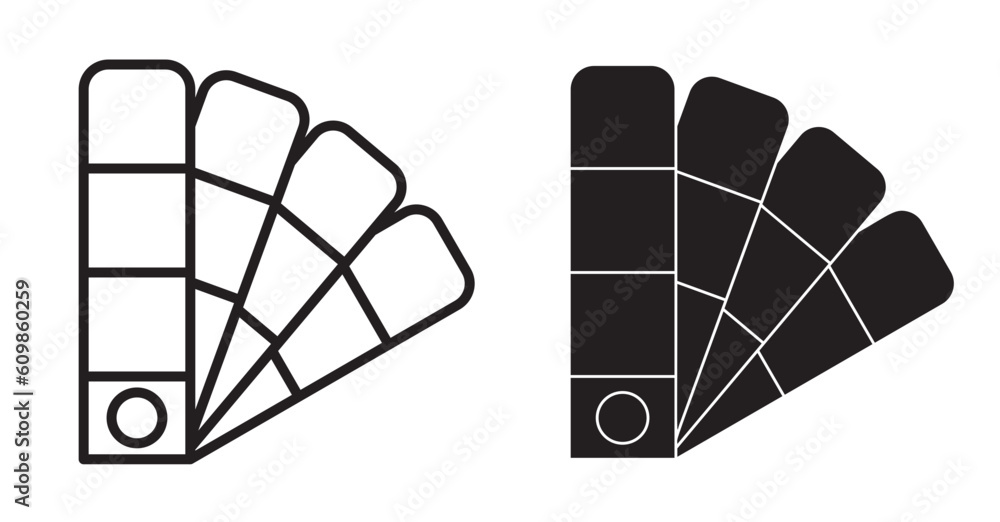Color palette icon in outline and fill style. Paint sample color swatch ...