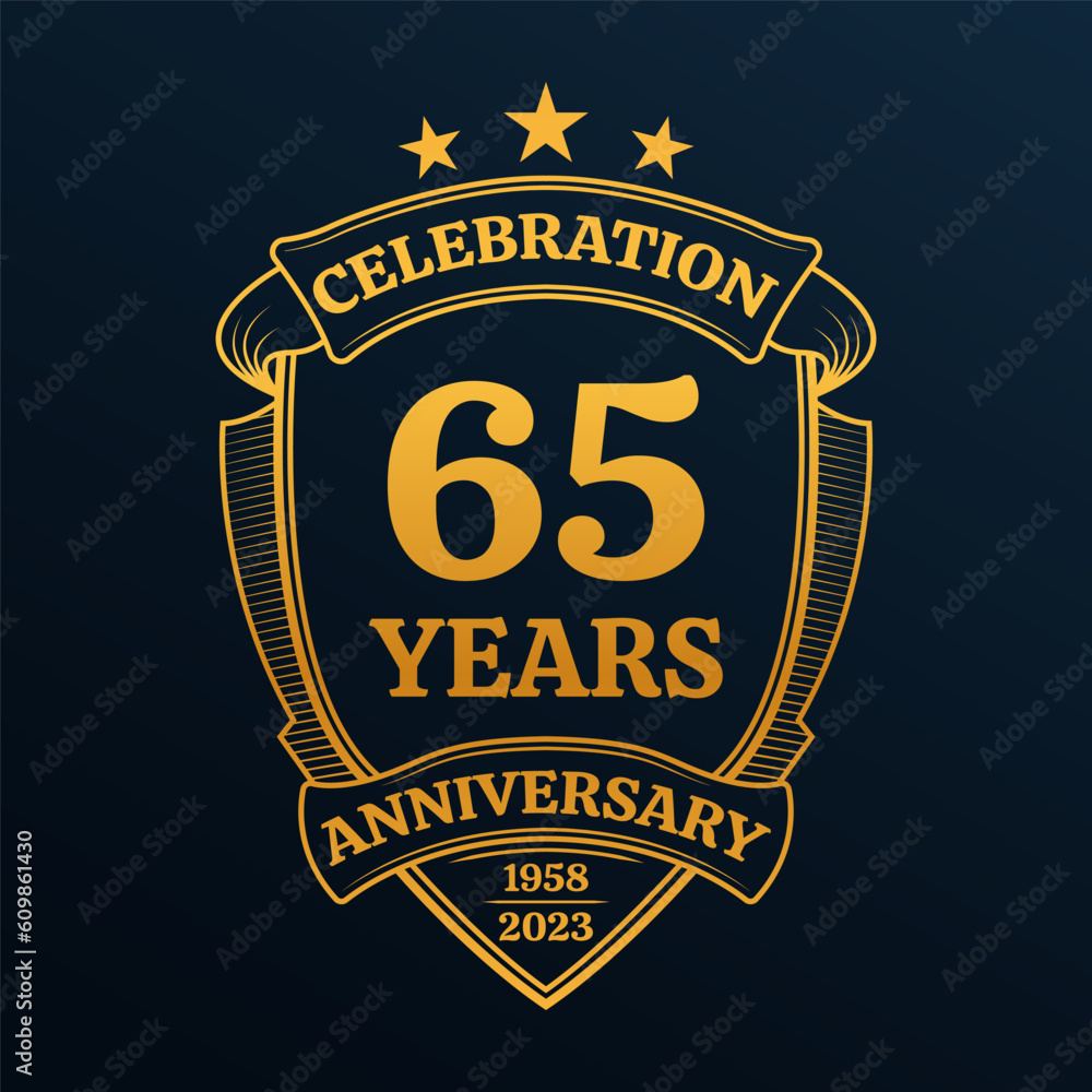 65 years anniversary icon or logo. 65th yubilee celebration, business ...