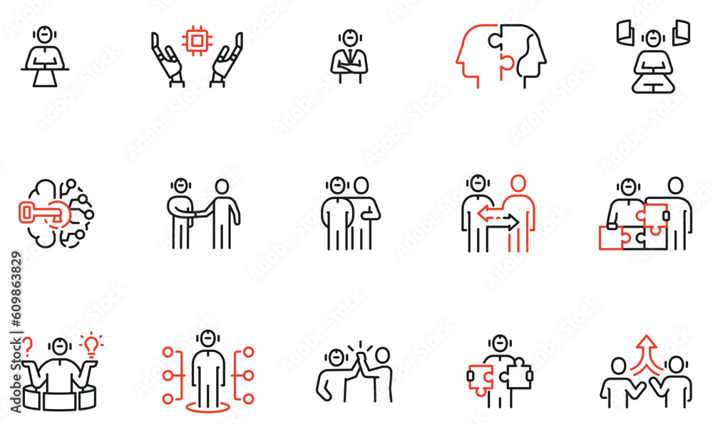 Vetor de Vector Set of Linear Icons Related to Human Interaction with ...