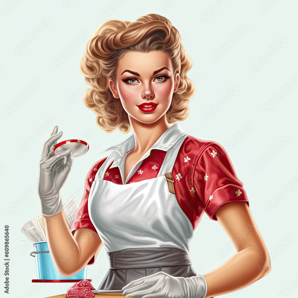 Pretty sexual woman sits on table in the kitchen and smoking cigarette ...