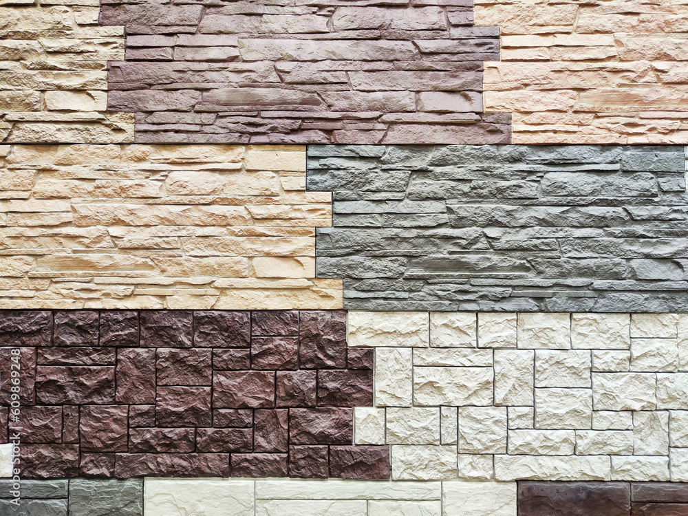 Collage showing different colors and texture of brick walls. Background ...
