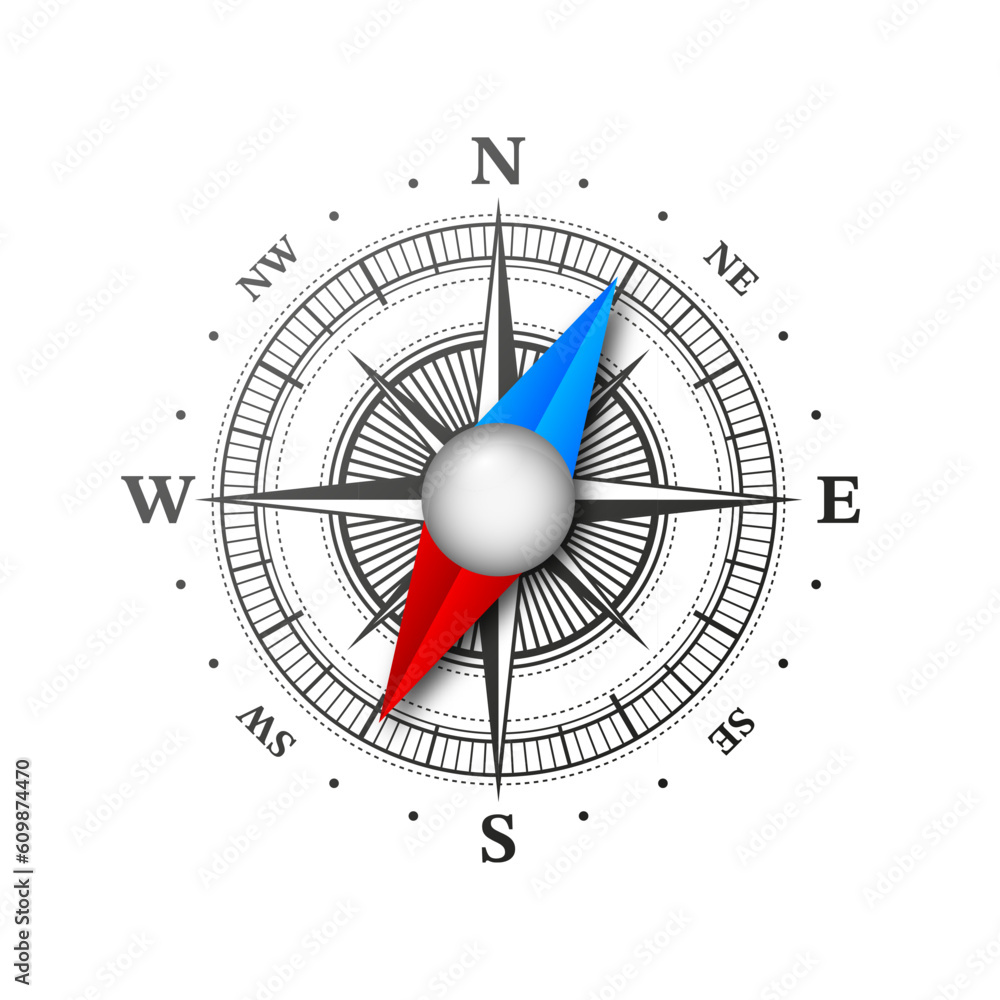 Compass Icon. Wind Rose. Travel guide symbol. Geographic tool. World ...