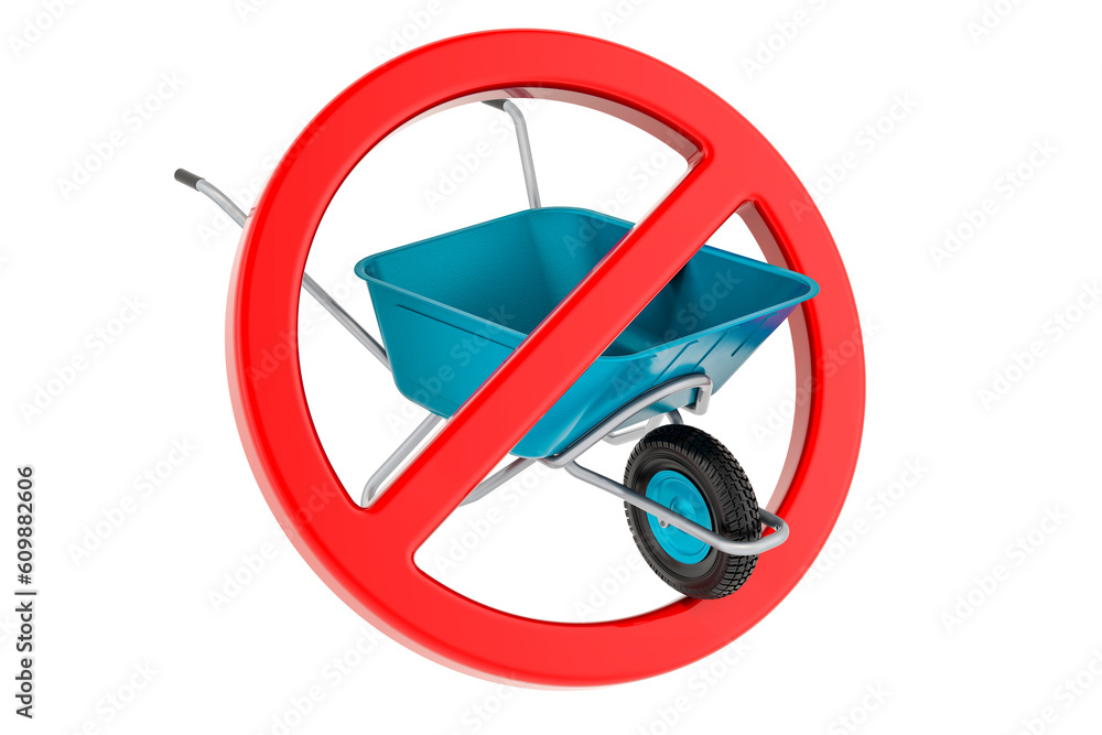 Garden wheelbarrow with forbidden symbol, 3D rendering Stock ...