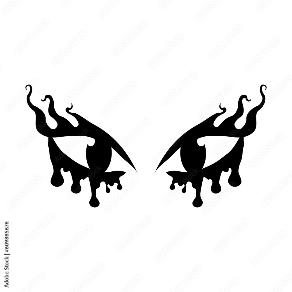 Y2k minimalist tattoo of eyes. Flame 00s, 90s style collection fire ...
