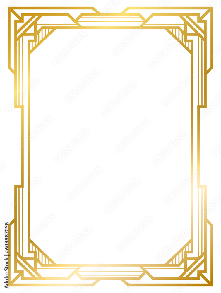 Art Deco gold frame vintage frame line geometric wedding label card ...
