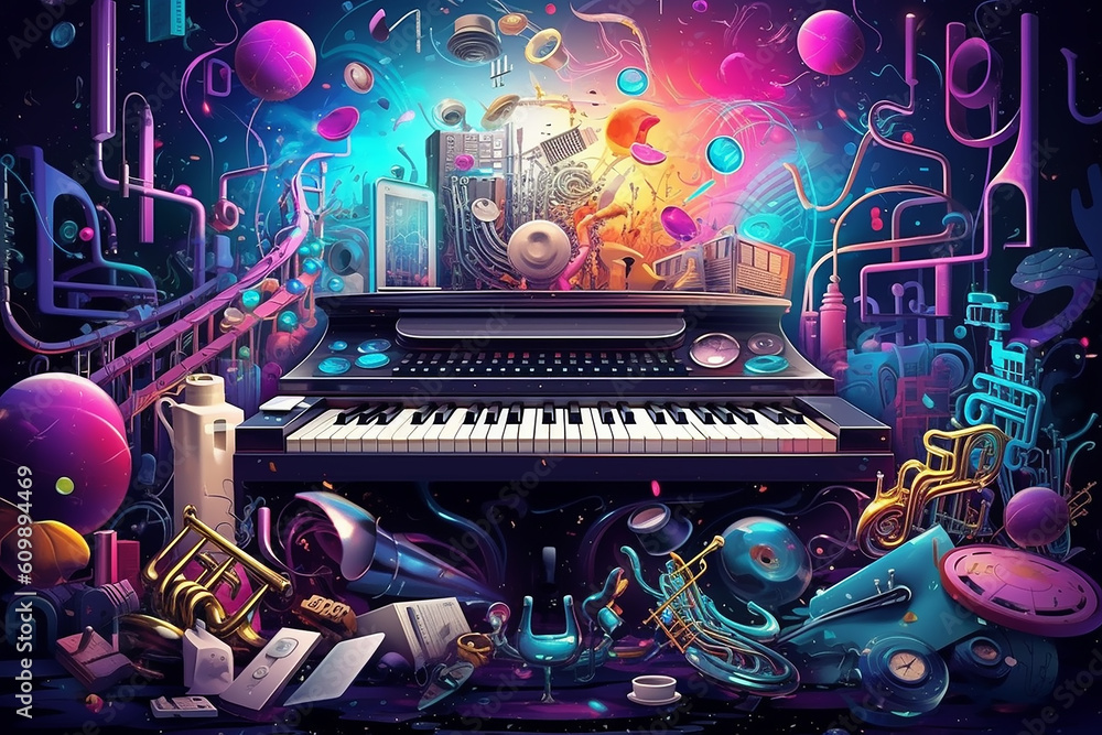 colorful neon background musical style theme abstract musical ...