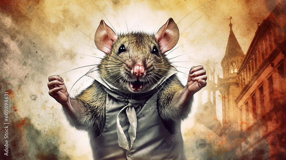rat banker bad politician caricature, greed anger business concept ...