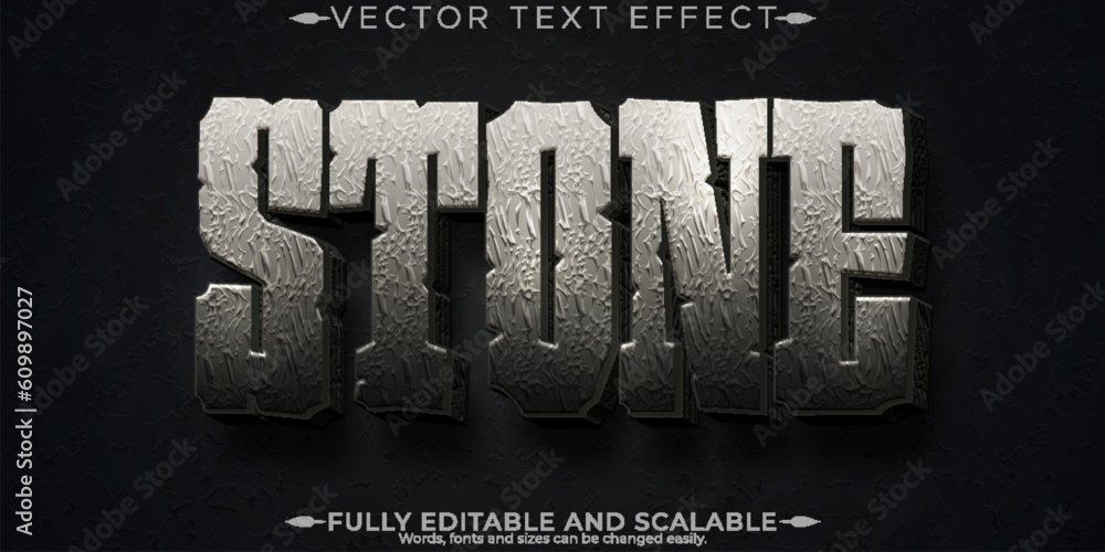 Crack stone text effect, editable rock and cracked text style Stock ...