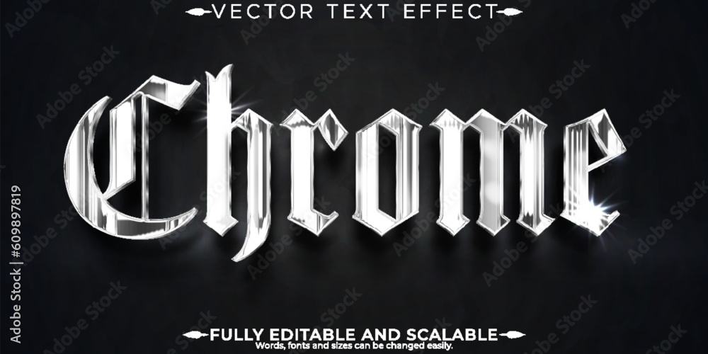 Chrome text effect, editable metallic and shiny text style Stock Vector ...