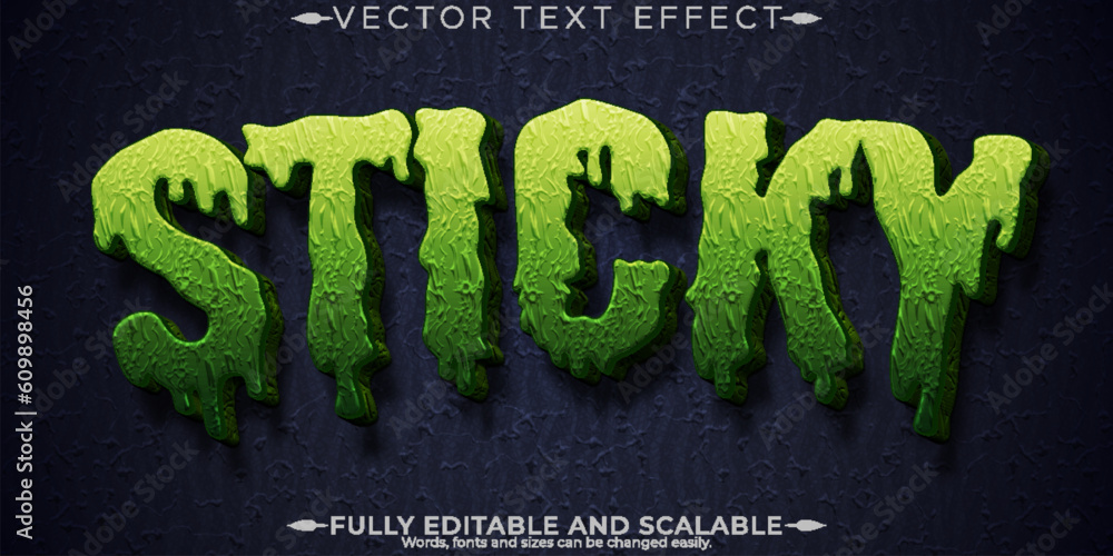 Sticky zombie text effect, editable monster and scary text style Stock ...