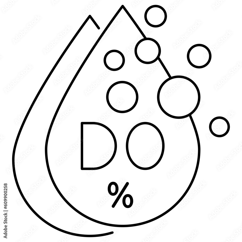 Linear vector icon of the Water Dissolved oxygen DO % calibration ...