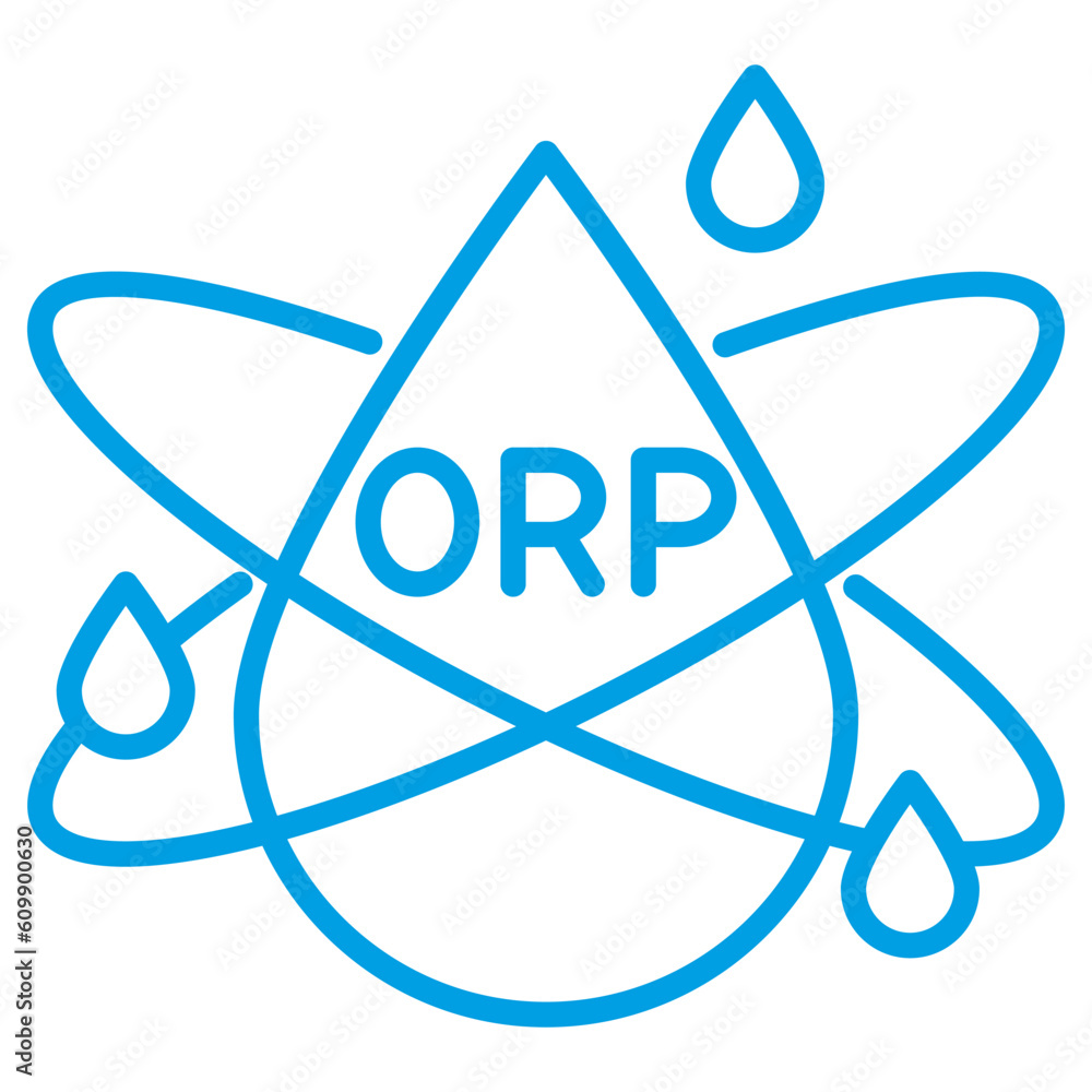 Linear vector icon of the Water Oxidation Reduction Potential ORP. Blue ...